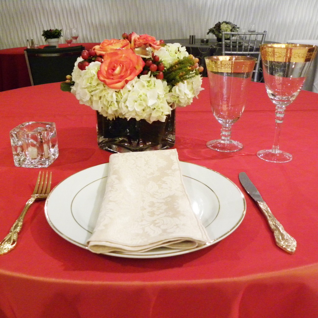 orange table setting - Toronto Botanical Garden